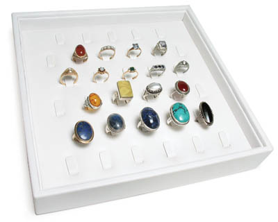 4-Ring White Leatherette Display