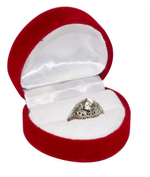 Nylon Flock Ring Box - Red Heart